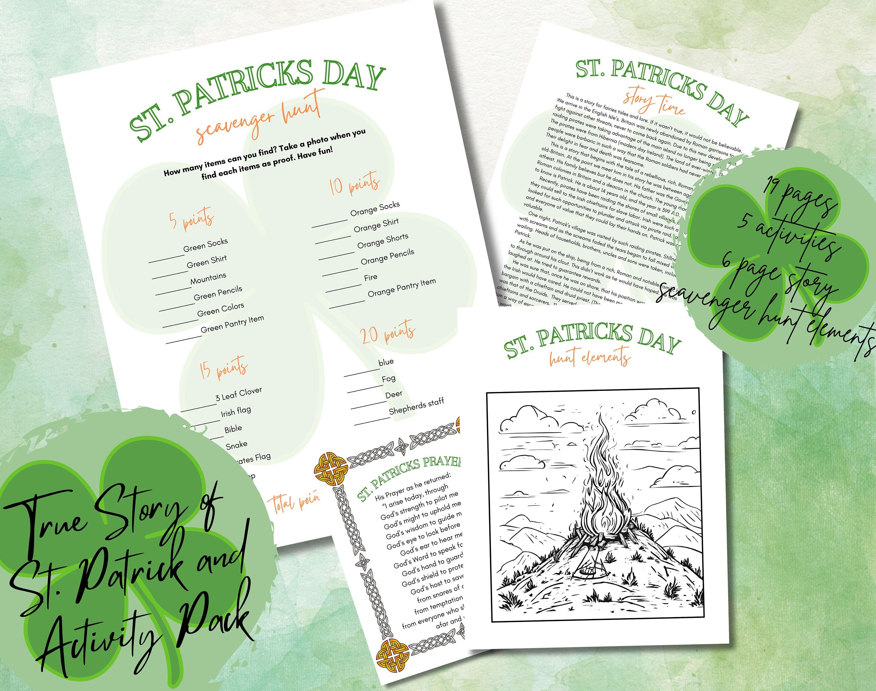 St. Patrick's Day Scavenger Hunt, Activity Pack, Printable, Protestant ...