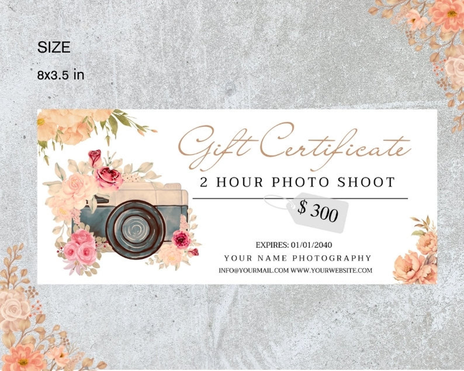 Photography Gift Certificate, Canva Template, Printable Photo Session ...