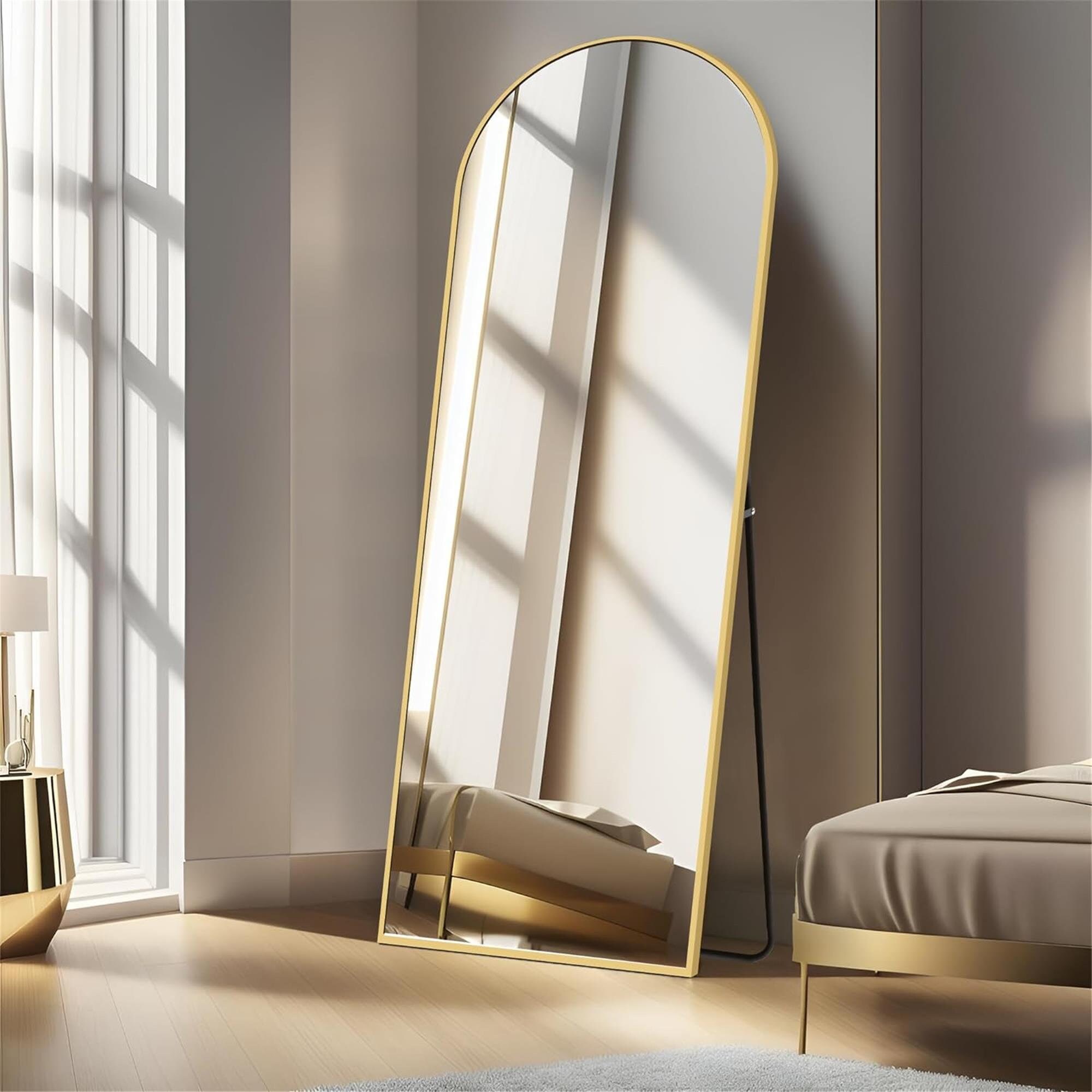 Full Length Mirror With Gold Metal Frame, Floor Mirrors With Stand ...