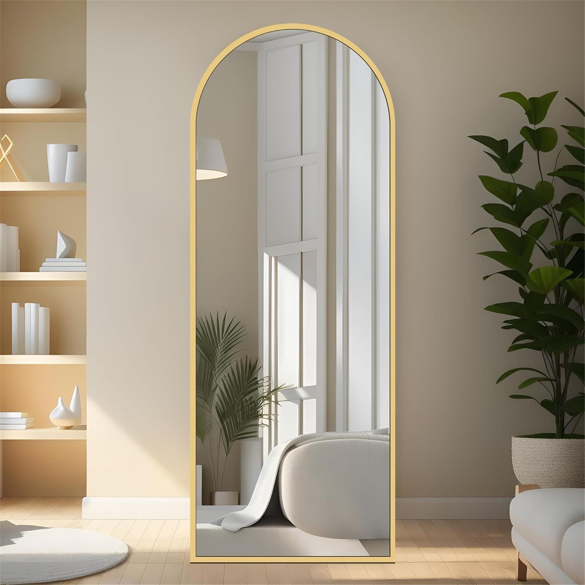 Full Length Mirror With Gold Metal Frame, Floor Mirrors With Stand ...