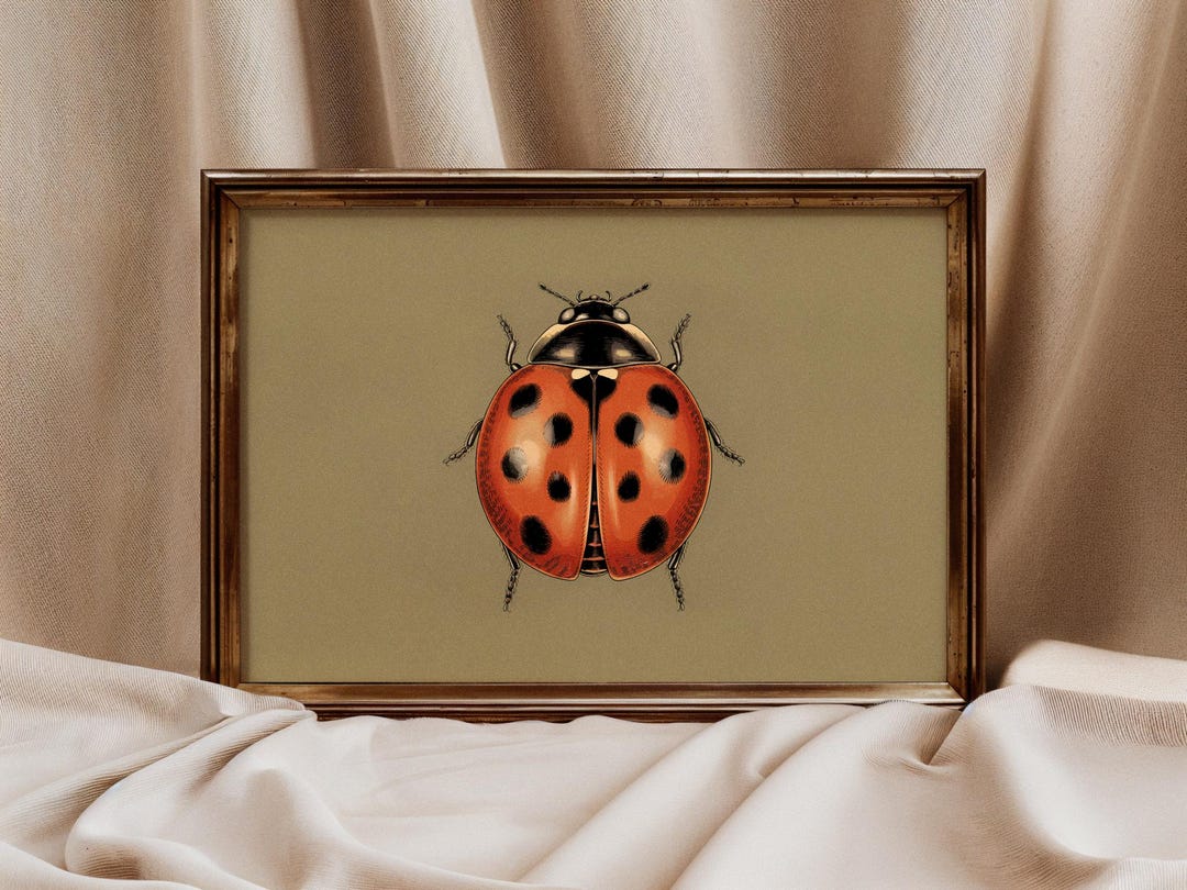 Vintage Ladybug Printable Art: Good Luck Insect Print, Nature-inspired ...