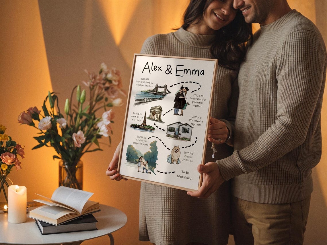 Relationship Map: Personalised Love Story Timeline Print,couple Journey ...