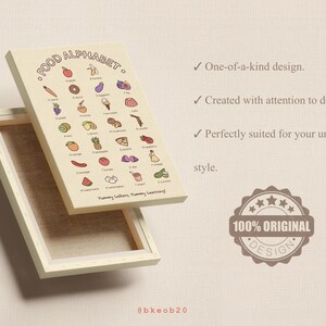 Food Alphabet Poster for Kids: Educational ABC Chart With Cute and ...