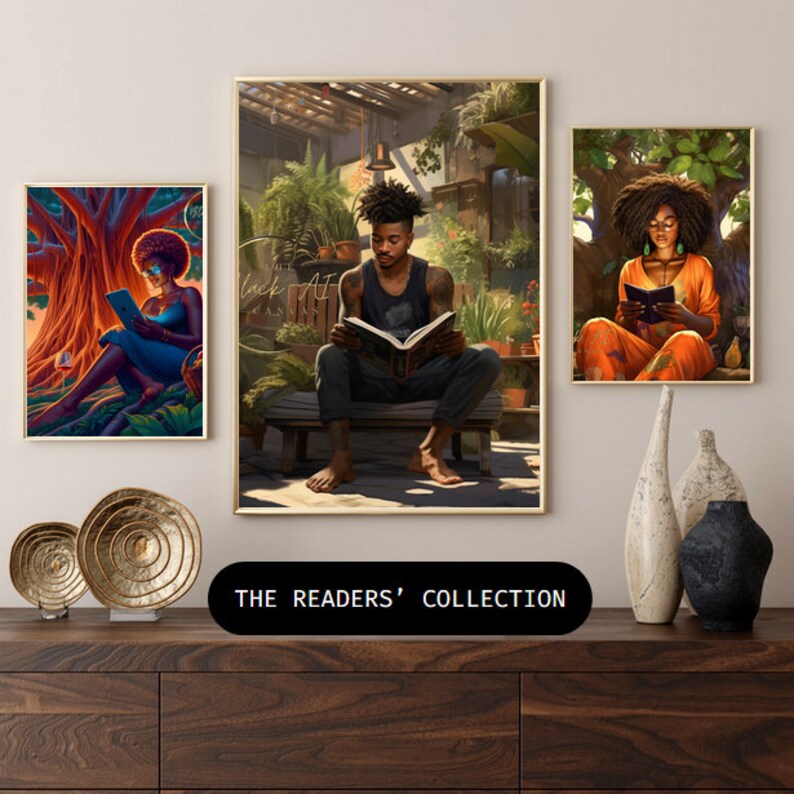 Peaceful Reading Digital Artwork Relaxing Under Tree Nature Inspired ...