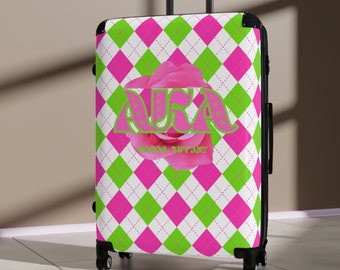 Cute Alpha Kappa Sorority Suitcase AKA Pink and Green Traveling Soror ...
