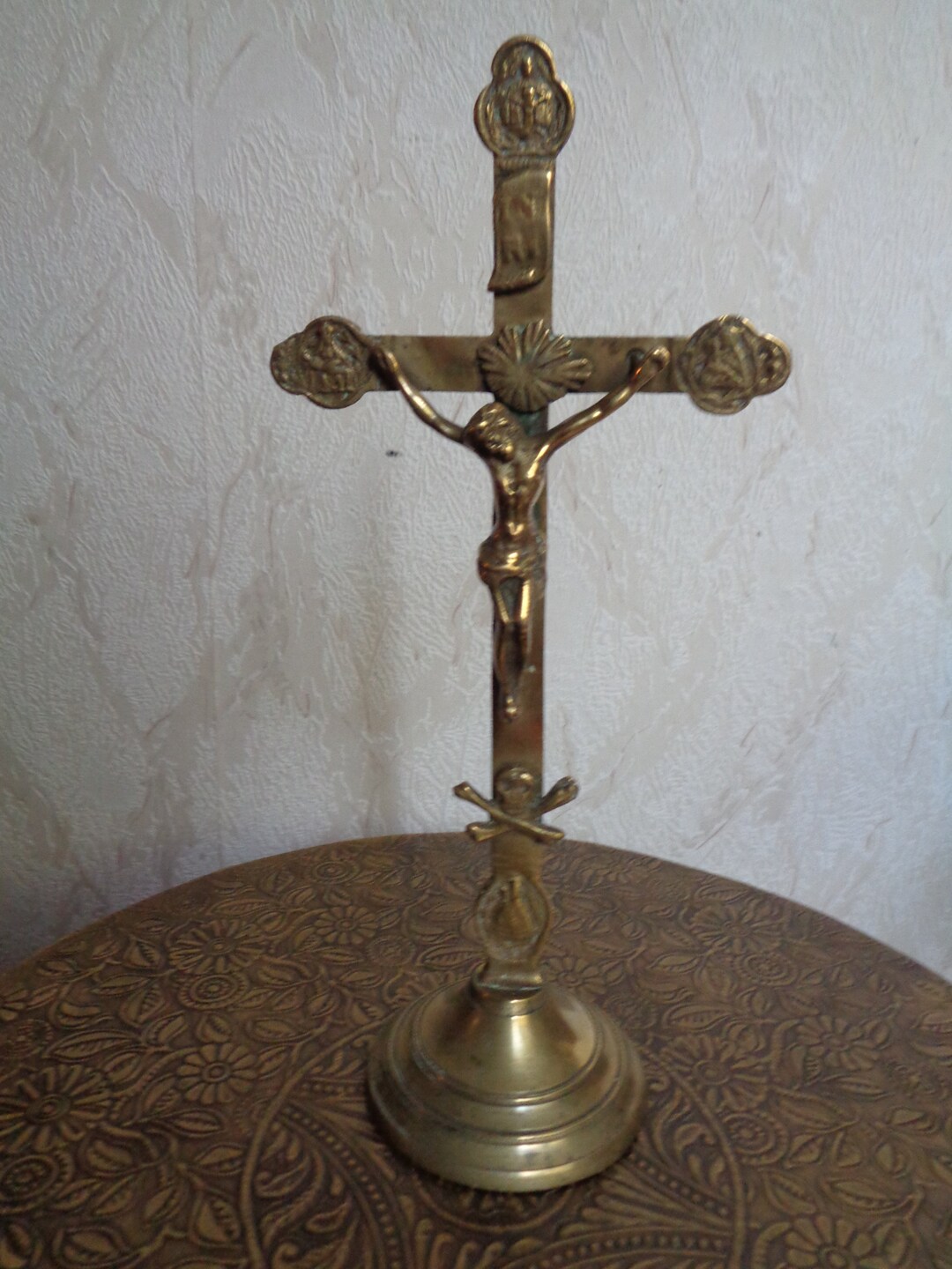 Rare Find Antique Stand Cross Stand Crucifix Sand Cross Brass 1900 ...