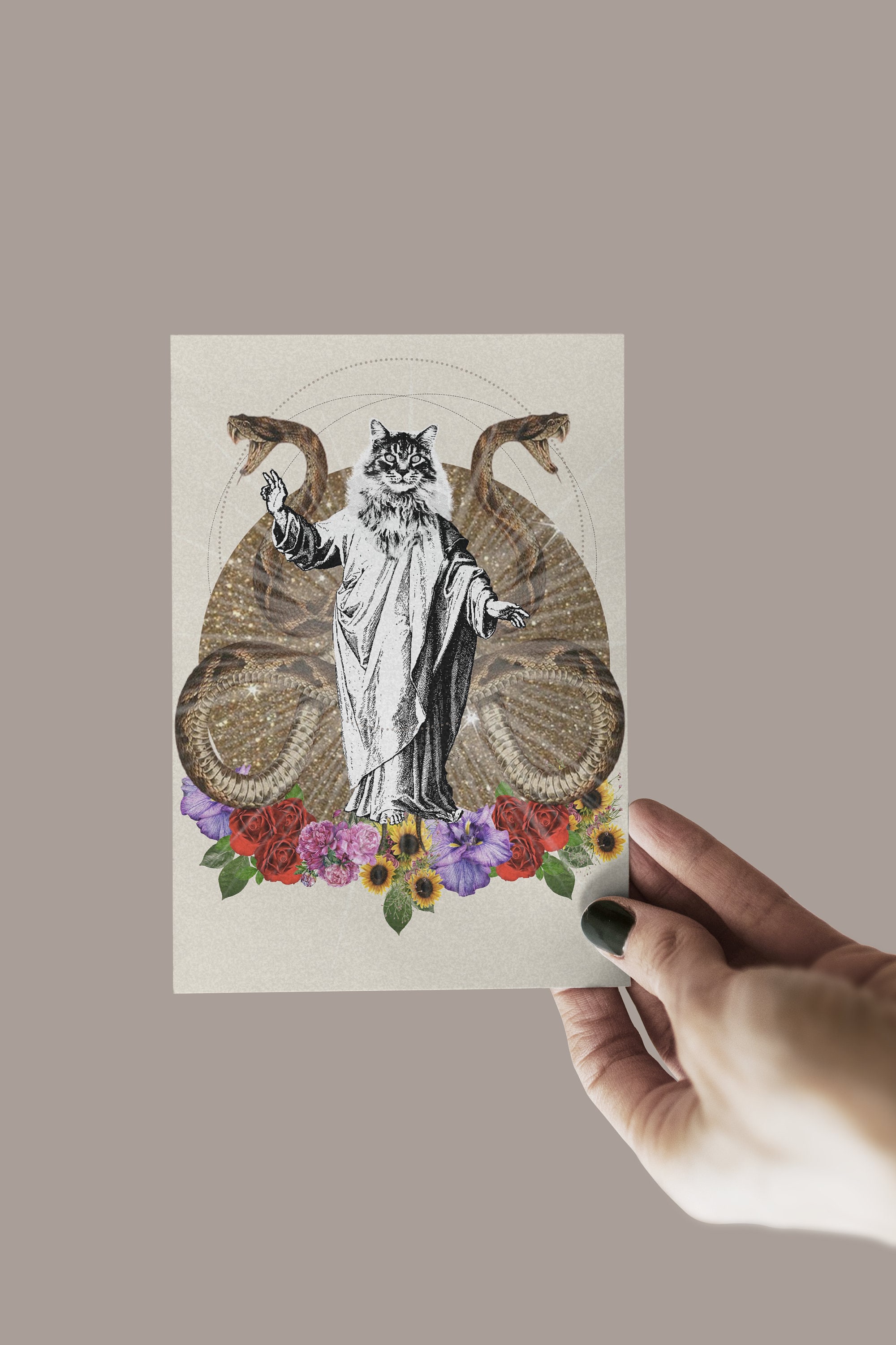 Psychedelic Cats Collage Postcard Set for Cat Lovers Set of 5 Postcards ...