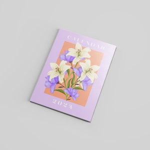 Original Art Botanical Print Printable and Editable 12 Months Calendar ...