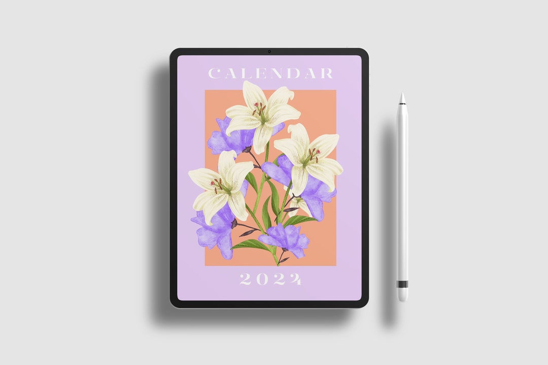 Original Art Botanical Print Printable and Editable 12 Months Calendar ...