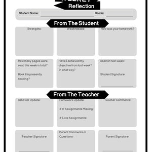 Weekly Reflection and Report Between the Student, Teacher, and ...