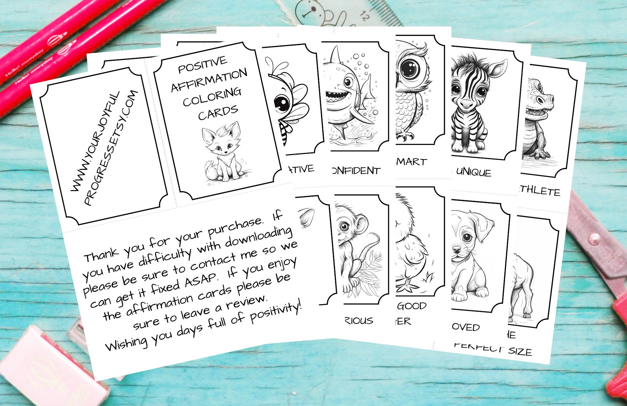 Positive Affirmation Coloring Cards - Etsy