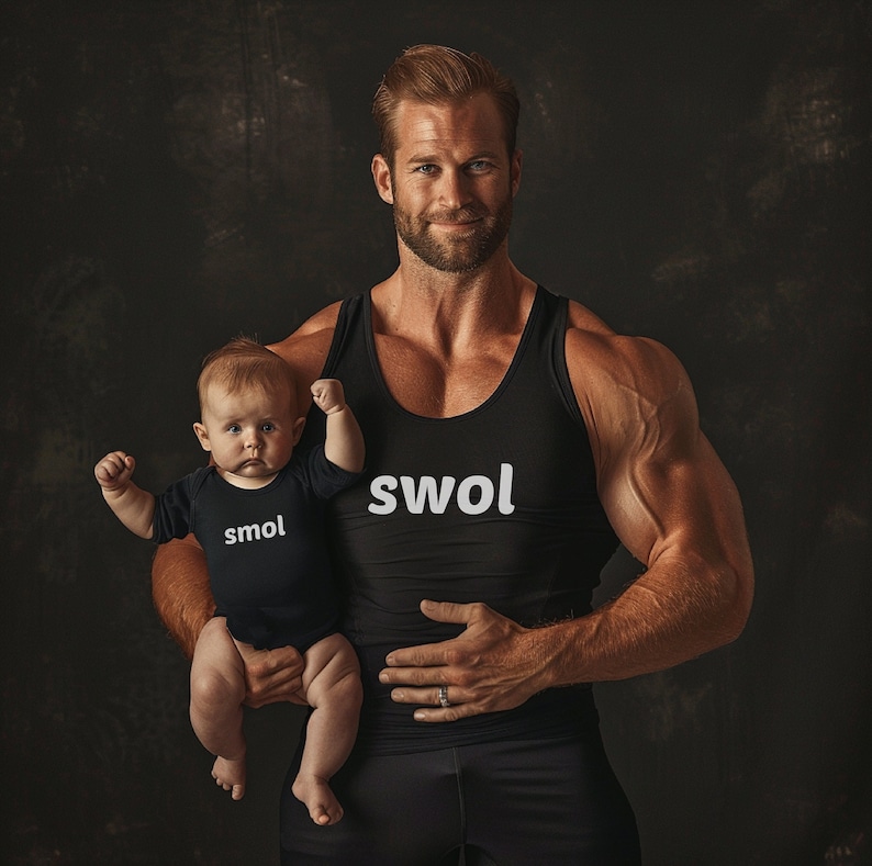 Smol Swol Father Son Matching Set for New Dad, Men's Bodybuilding Tank ...