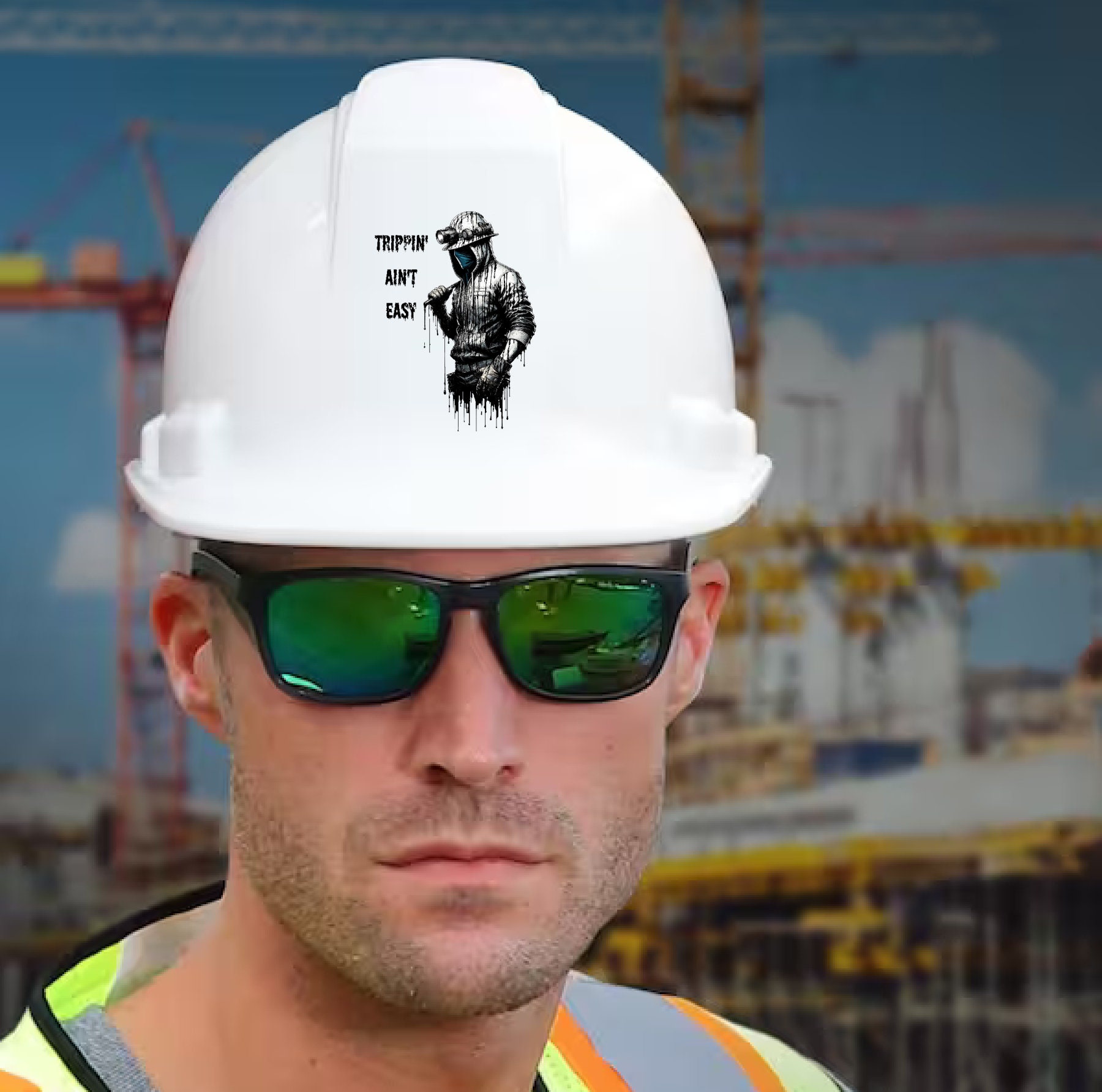 HARD HAT STICKER - Trippin' Ain't Easy Hard Hat Sticker, Roughneck Way ...