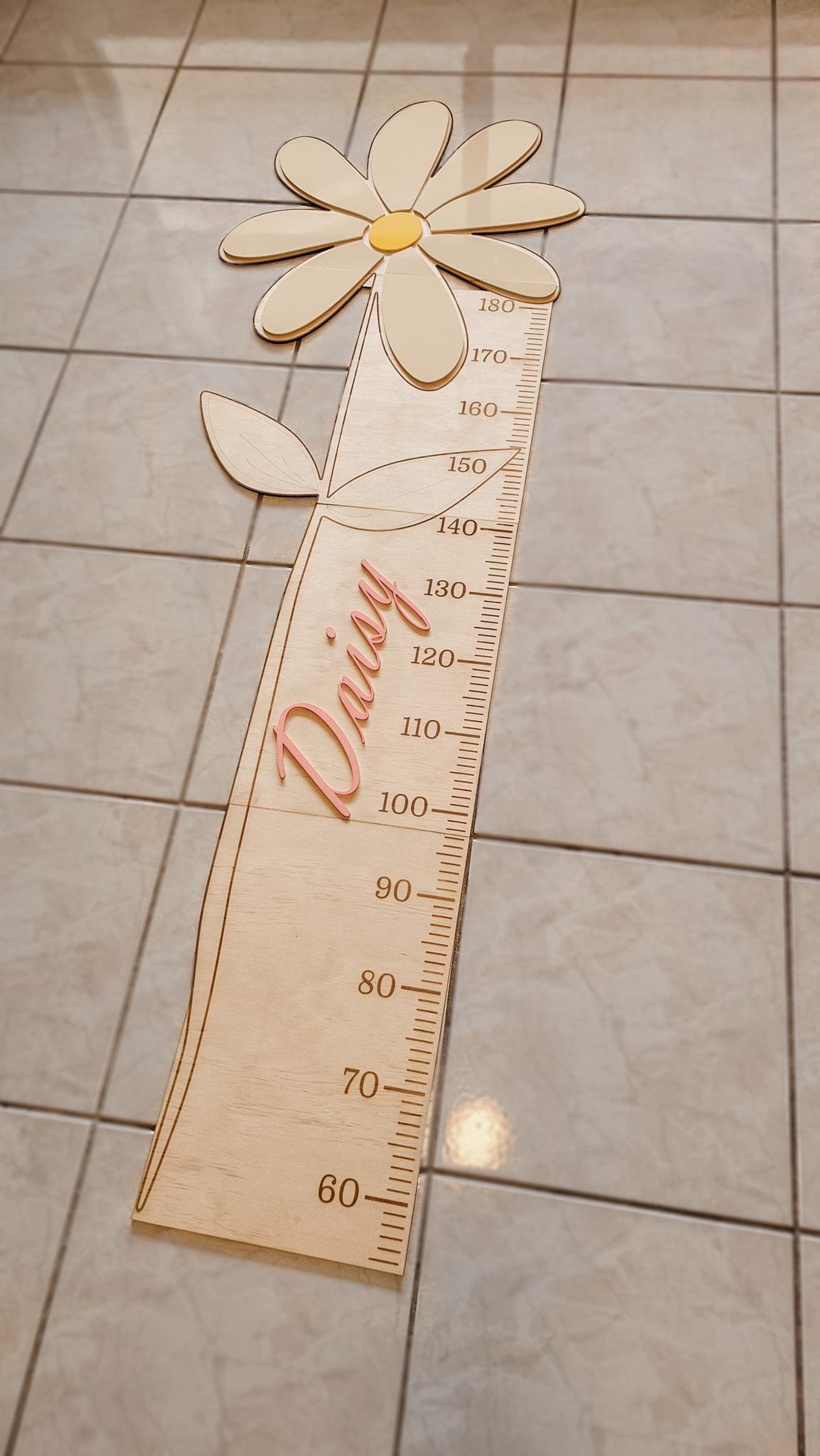 Personalised Daisy Flower Height Chart – Custom Wooden Growth Ruler ...