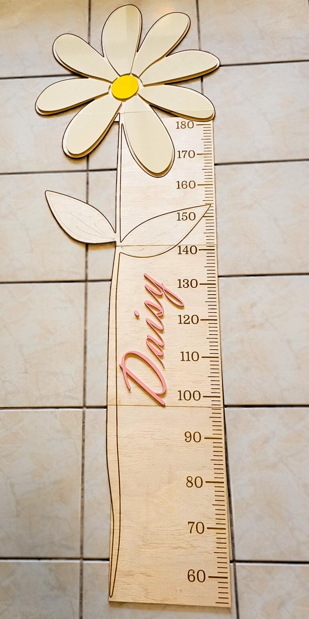 Personalised Daisy Flower Height Chart – Custom Wooden Growth Ruler ...
