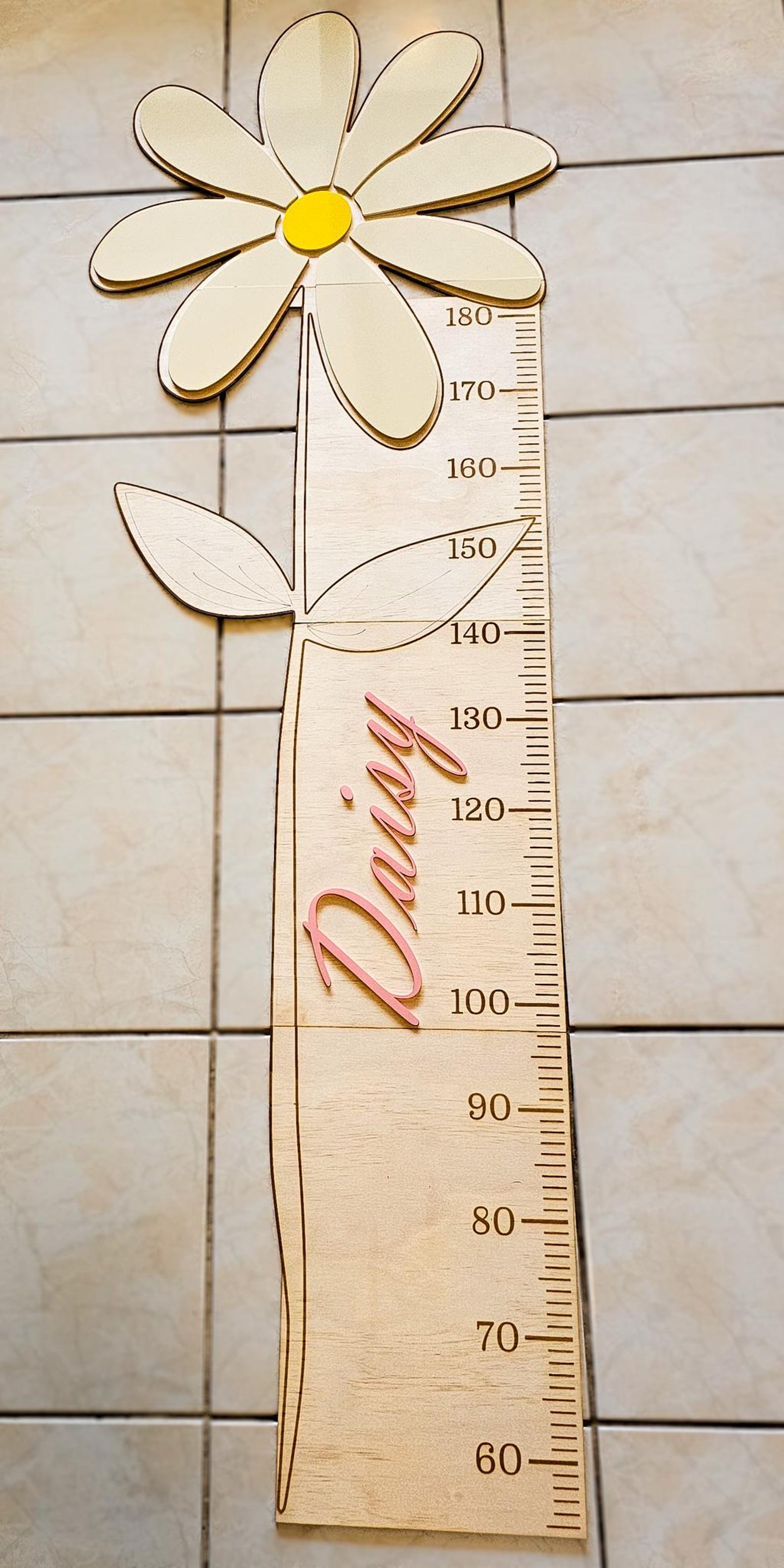 Personalised Daisy Flower Height Chart – Custom Wooden Growth Ruler ...