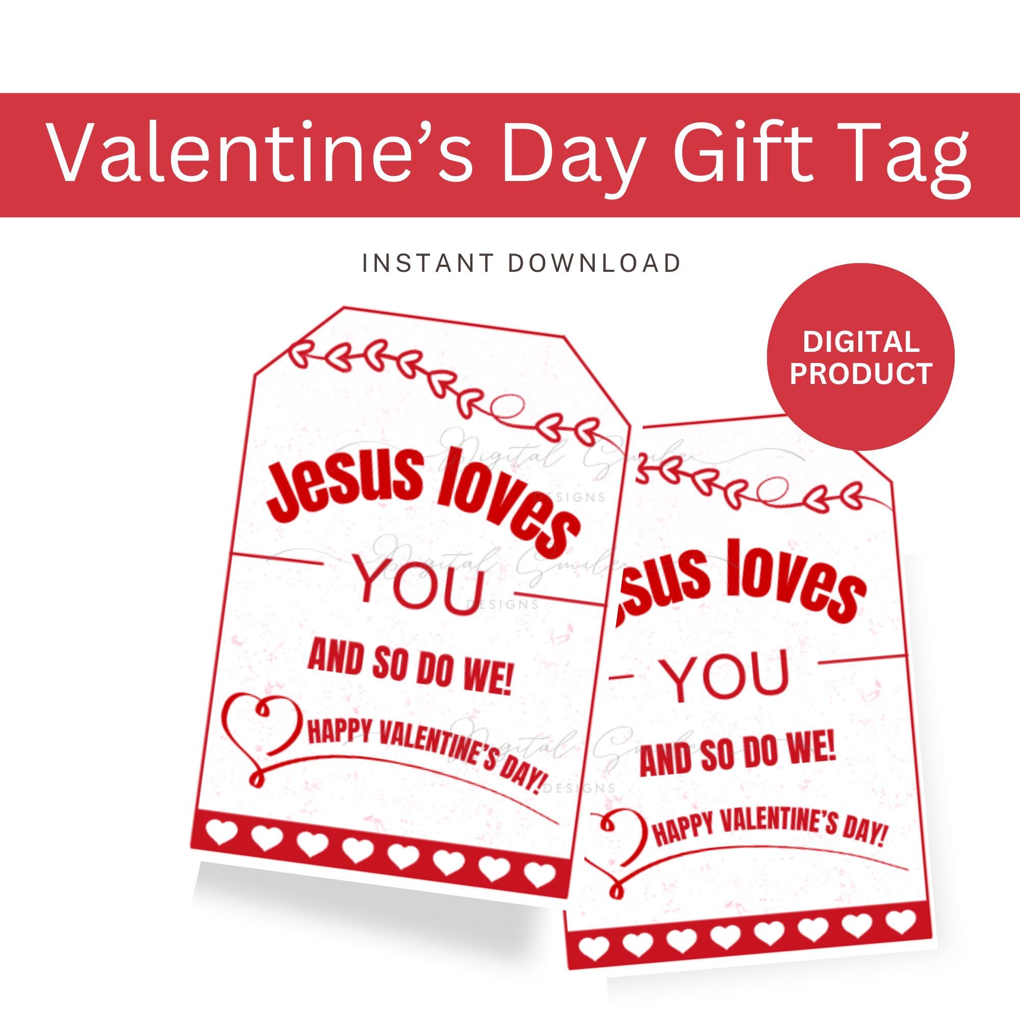 Jesus Loves You and so Do We! | Religious Valentine Gift Tag | Digital ...