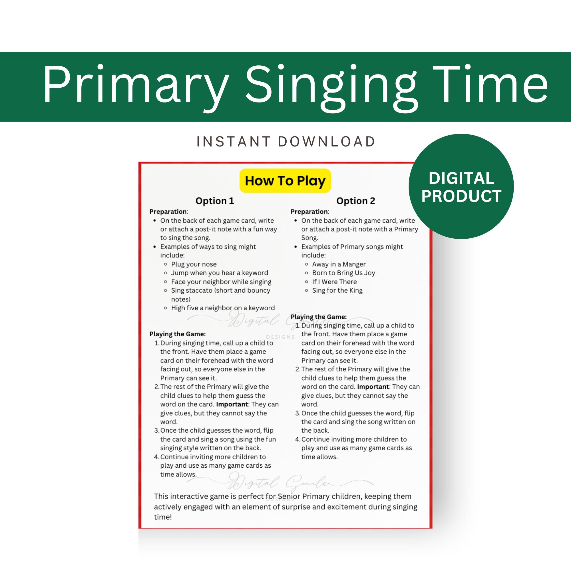 Easy LDS Primary Singing Time Idea | Heads up Primary Game - Primary ...