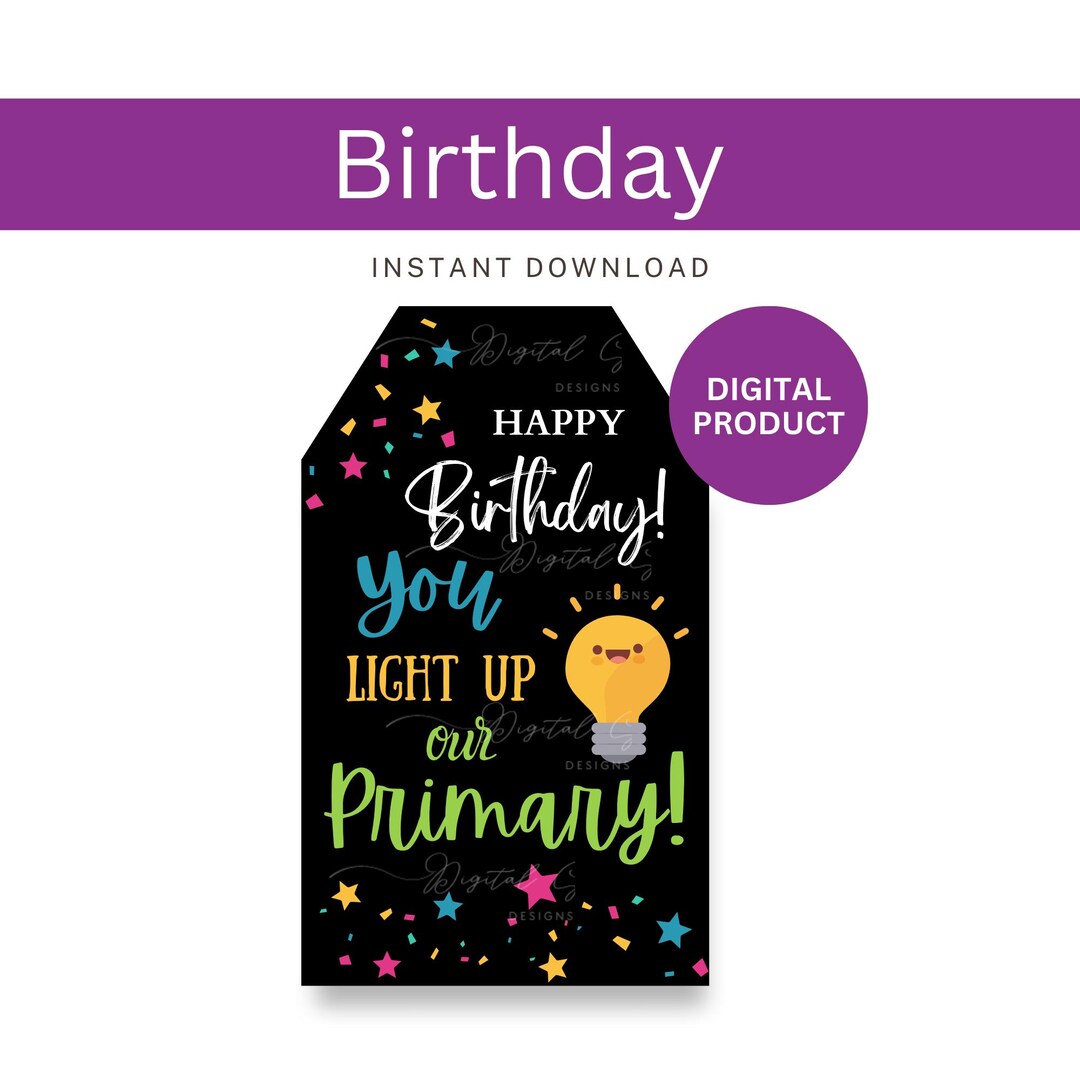 LDS Primary Birthday Gift Tag: Light up Our Primary (digital Download ...
