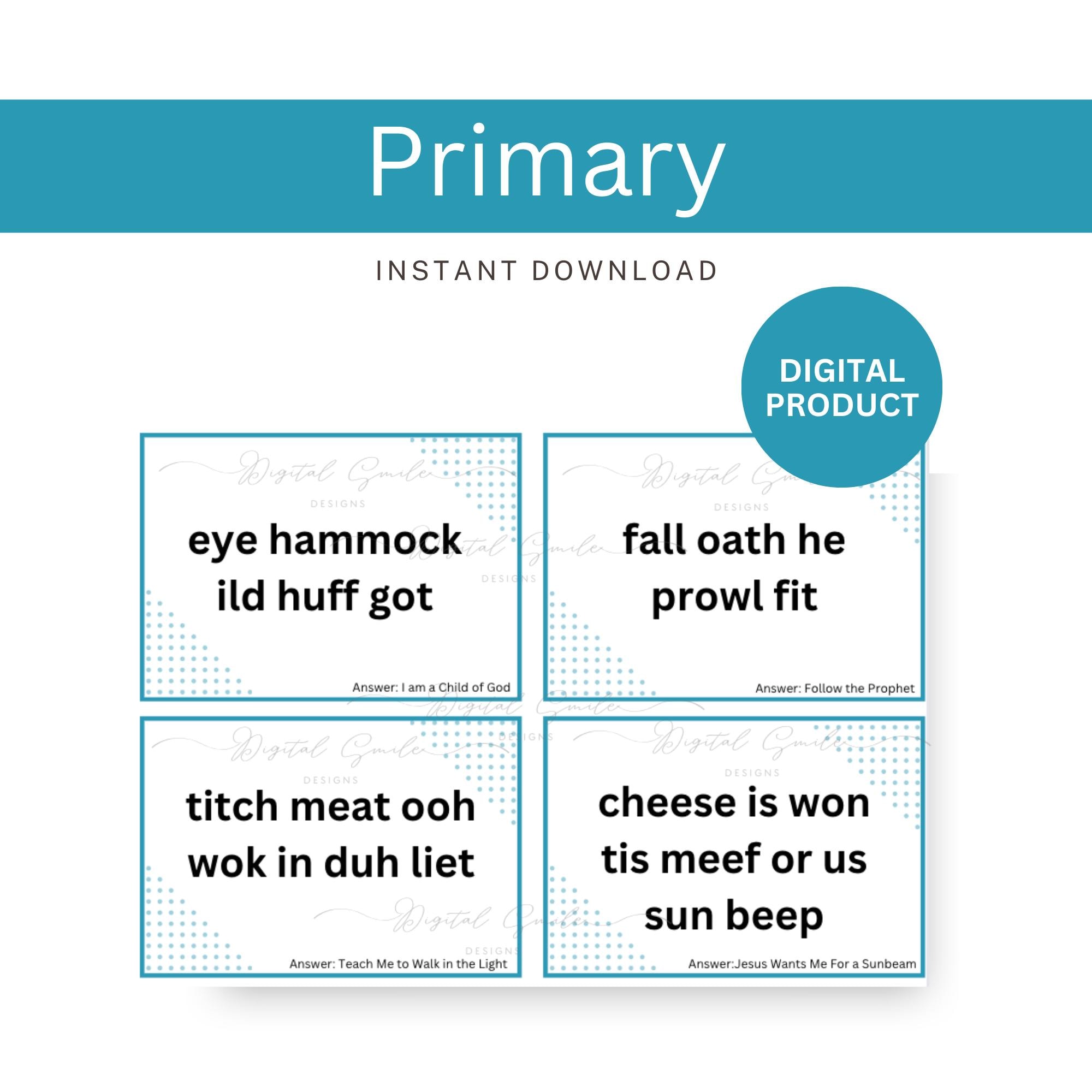 Easy LDS Primary Singing Time Mad Gab Game (digital Download) - Etsy