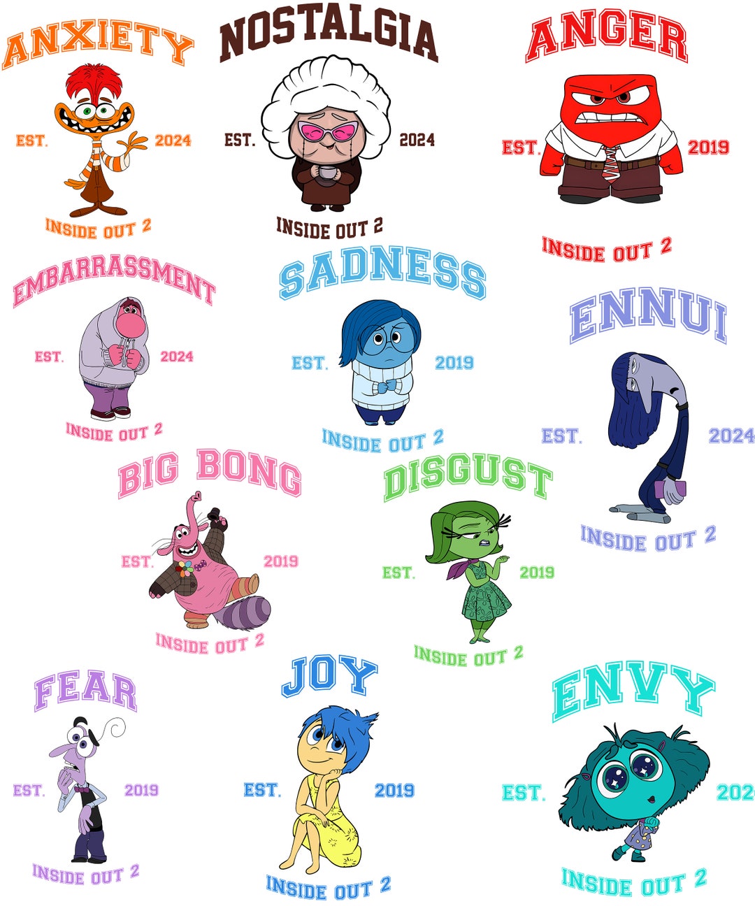 Inside Out 2 Characters Bundle Png, Svg for Cricut, Inside Out 2 Png ...