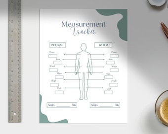 2 Page Printable Body Measurement Tracker, Measurement Tracker ...