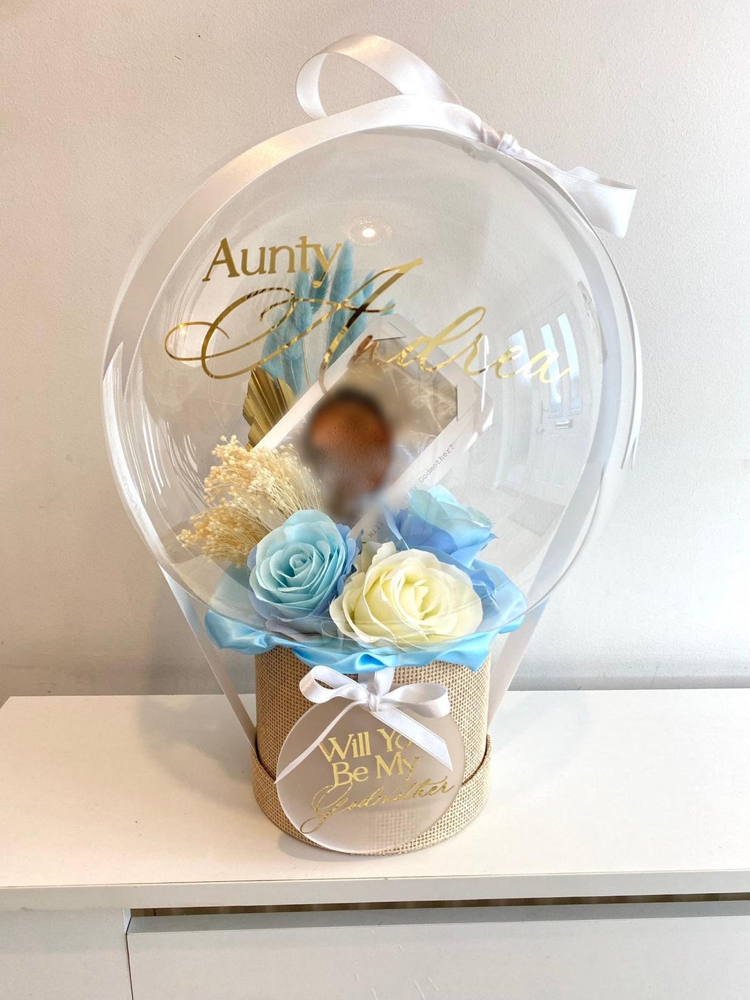 Bobo Bubble Bouquet. Bobo Balloon With Artificial Flowers. Beautiful ...