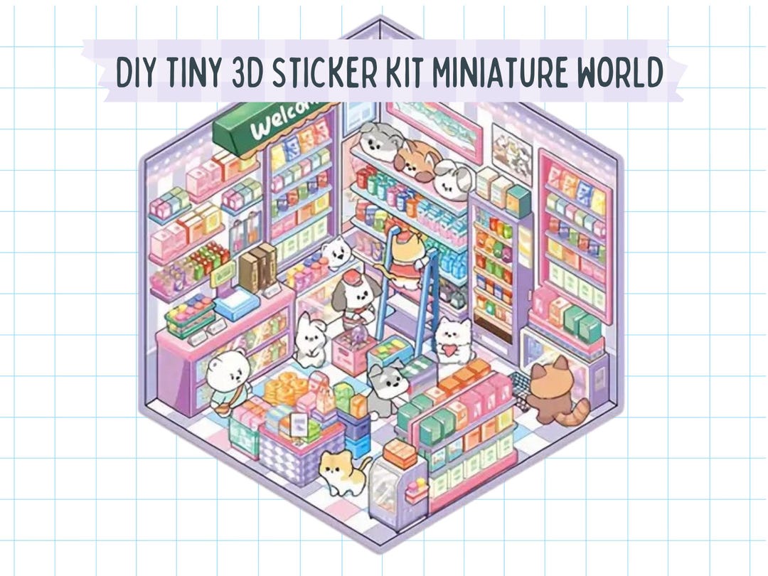 DIY 3D Miniature Sticker Set 3D Stickers Building Kit Cute Stickers ...