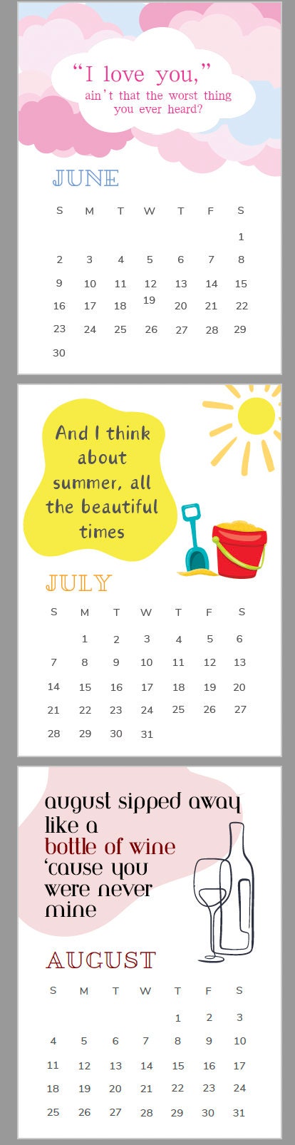 Taylor Swift Lyric Calendar 2024 - Etsy