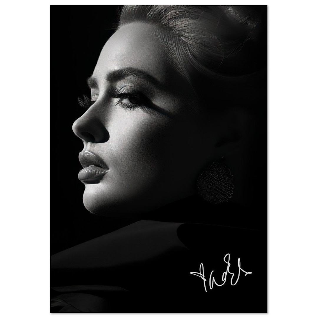 Adele Black and White Poster Timeless Elegance on Semi-glossy Paper: Enhance Your Space With the ...