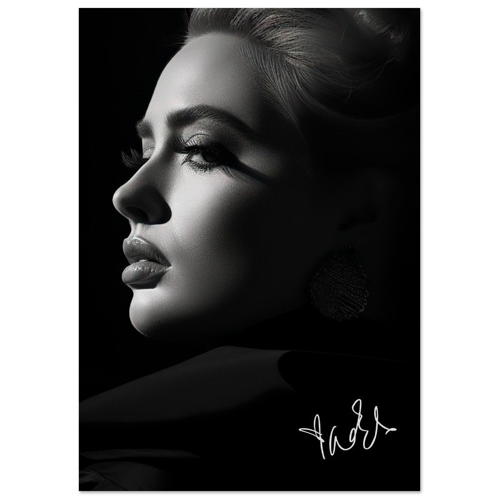 Adele Black and White Poster Timeless Elegance on Semi-glossy Paper: Enhance Your Space With the ...