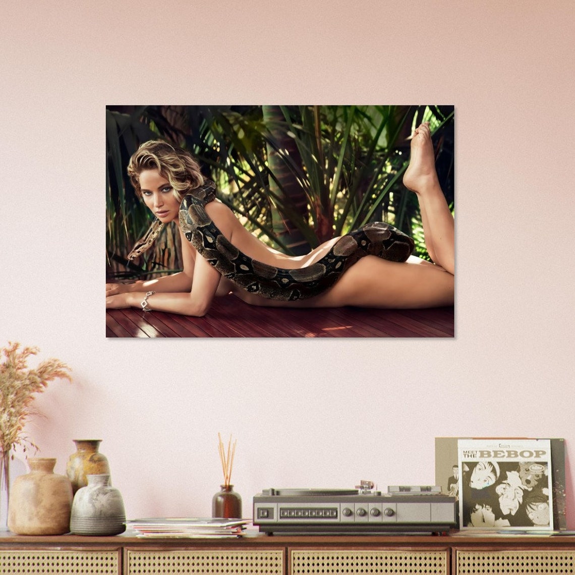 Jennifer Lawrence Python Embrace Jennifer Lawrence Posing Confidently With A Python This Poster 