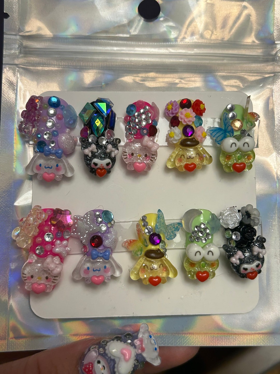 Cute Colorful Junk Charmed Nails Perfect for Teens - Etsy