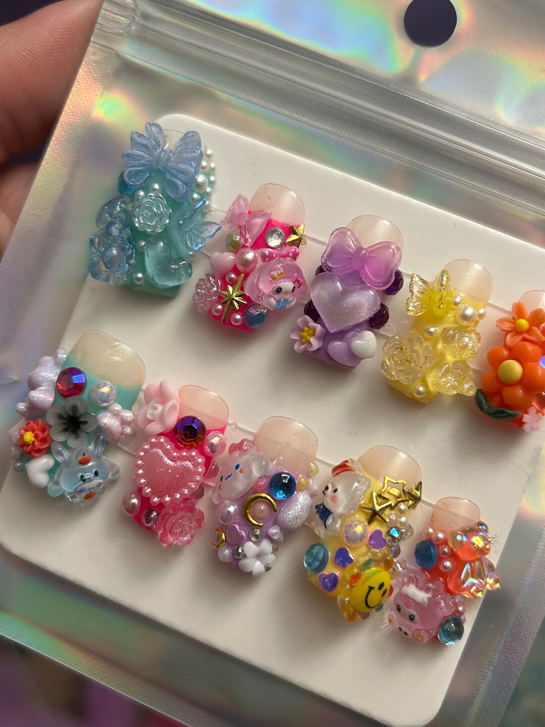 Colorful Junk Press on Nails - Etsy