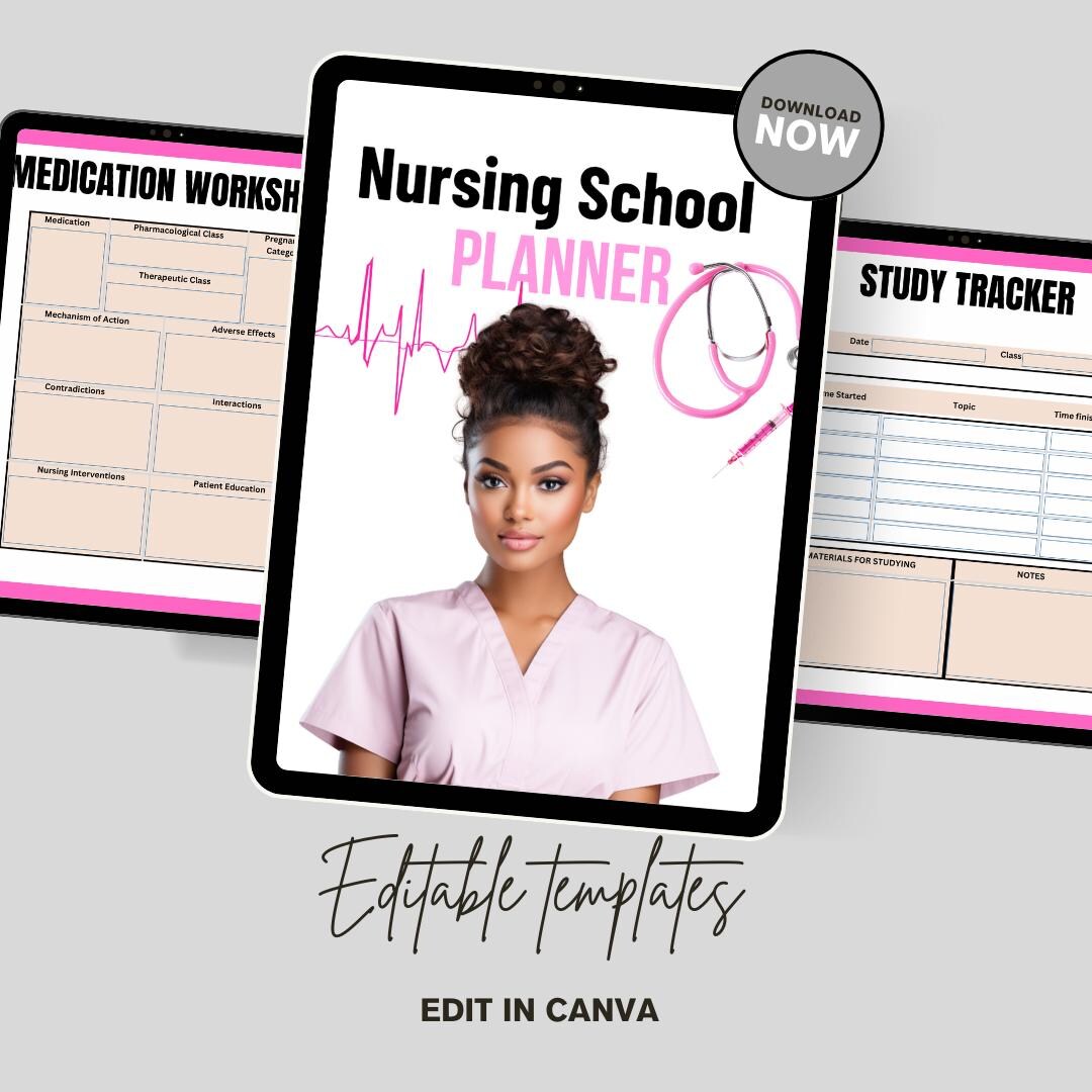 Nursing Planner for Nursing Student, Editable Planner, Medical School ...