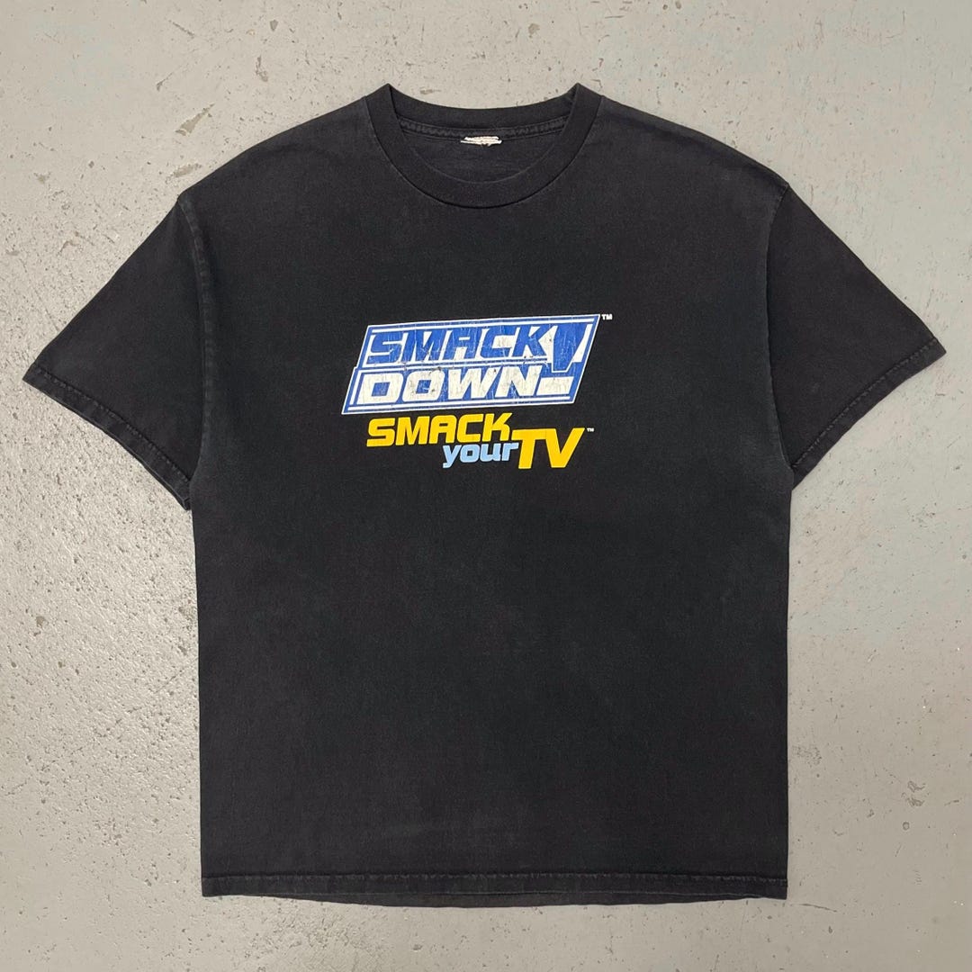 Vintage 2003 WWE Smackdown! Smack Your TV Rare Double Sided Wrestling T ...