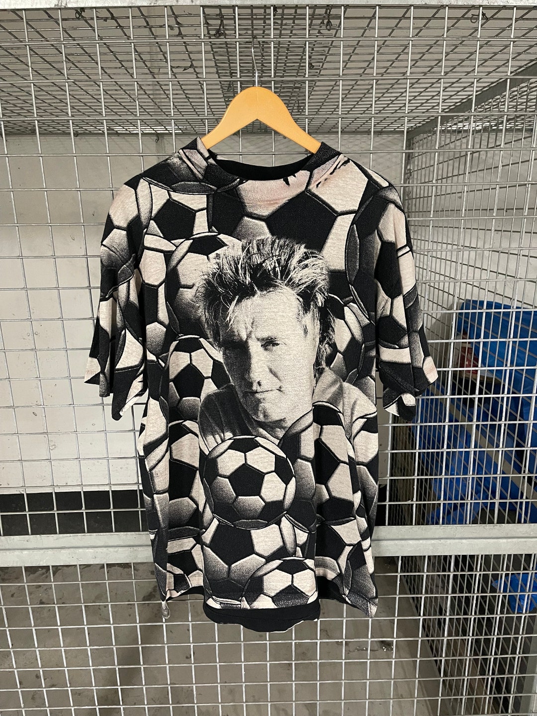 Vintage 90s Rod Stewart Soccer Football AOP All Over Print Rare Single ...