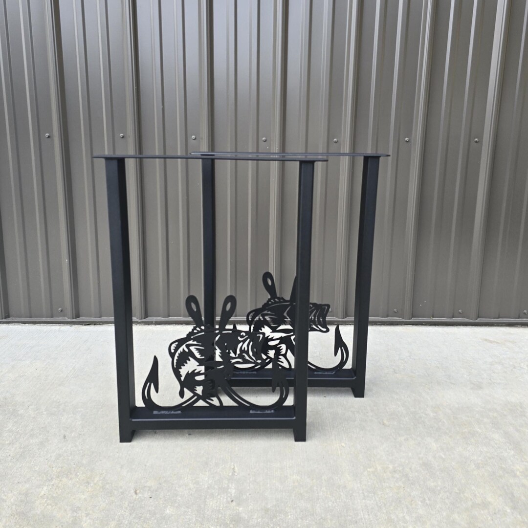 Metal Table Legs: 18" Wide, Fish & Hook Design, Powder Coated (set of 2 ...