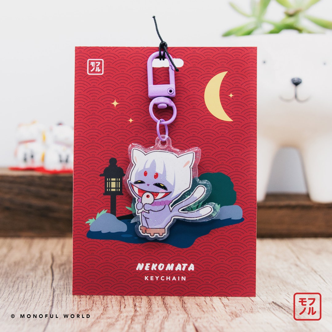 Japanese Yokai Nekomata Keychain Cursed Version - Etsy