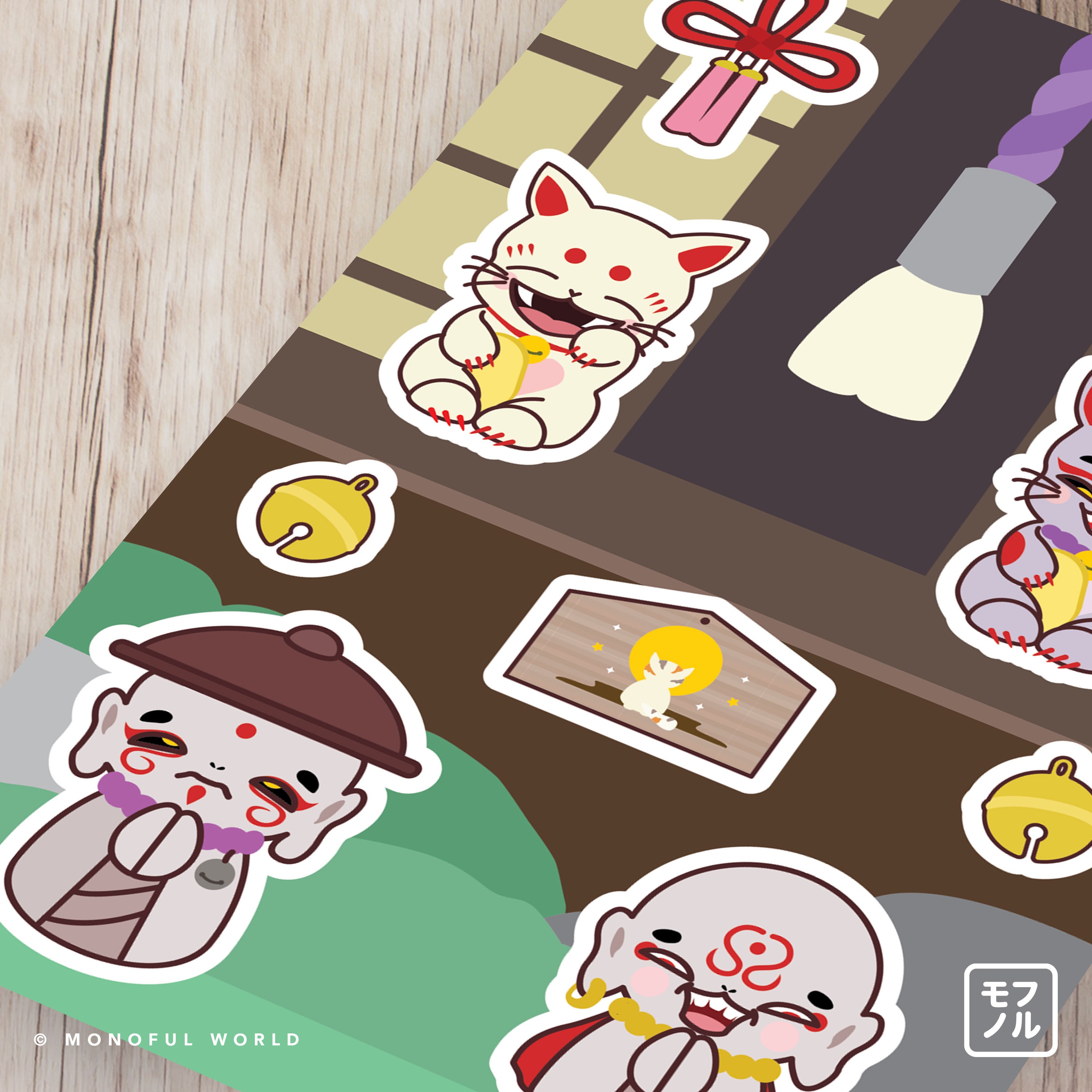 Japanese Yokai Tsukumogami Sticker Sheet | Maneki Neko and Jizo - Etsy