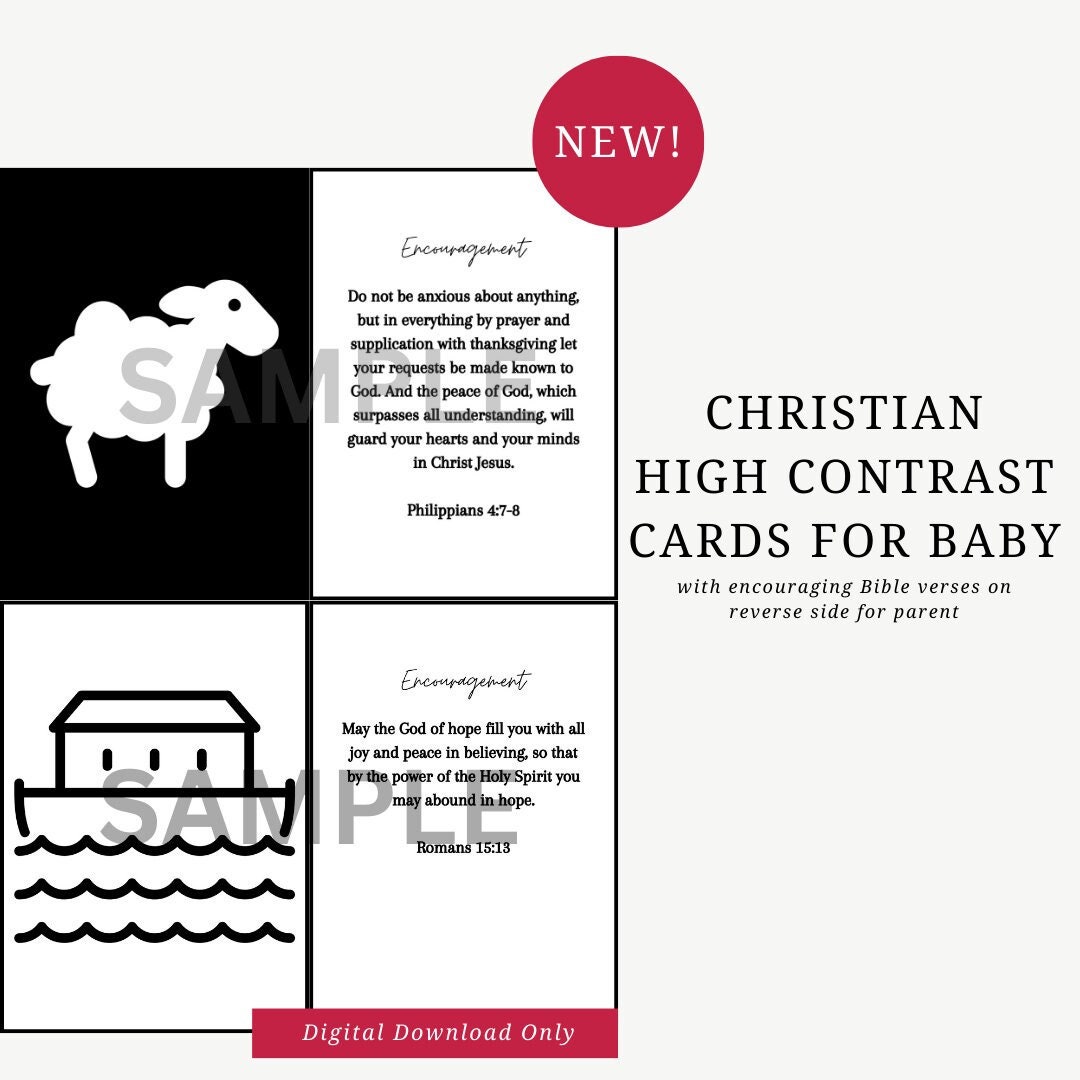 Christian High Contrast Baby Cards With Encouraging Bible - Etsy