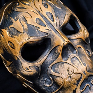 Black Gold Skull Mask, Horror Mask,warior Mask, Hand Made, Gift for Him ...
