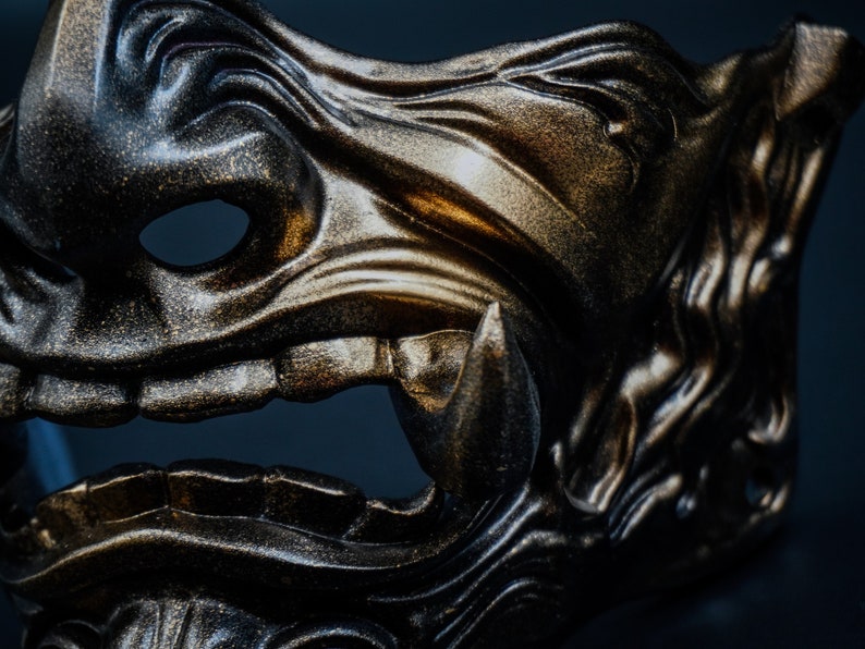 Samurai Golden Hannya Mask, Hannya Mask, Japanese Mask, Hand Painted ...