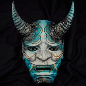 Golden Hannya Mask, Japanese Warior Mask, Hand Made, Gift for Him, Oni ...