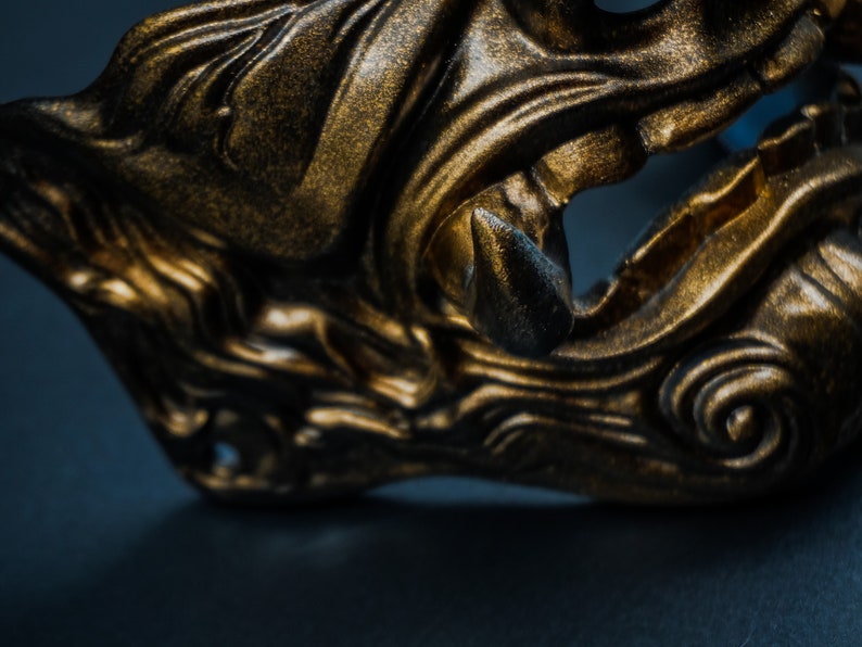 Samurai Golden Hannya Mask, Hannya Mask, Japanese Mask, Hand Painted ...