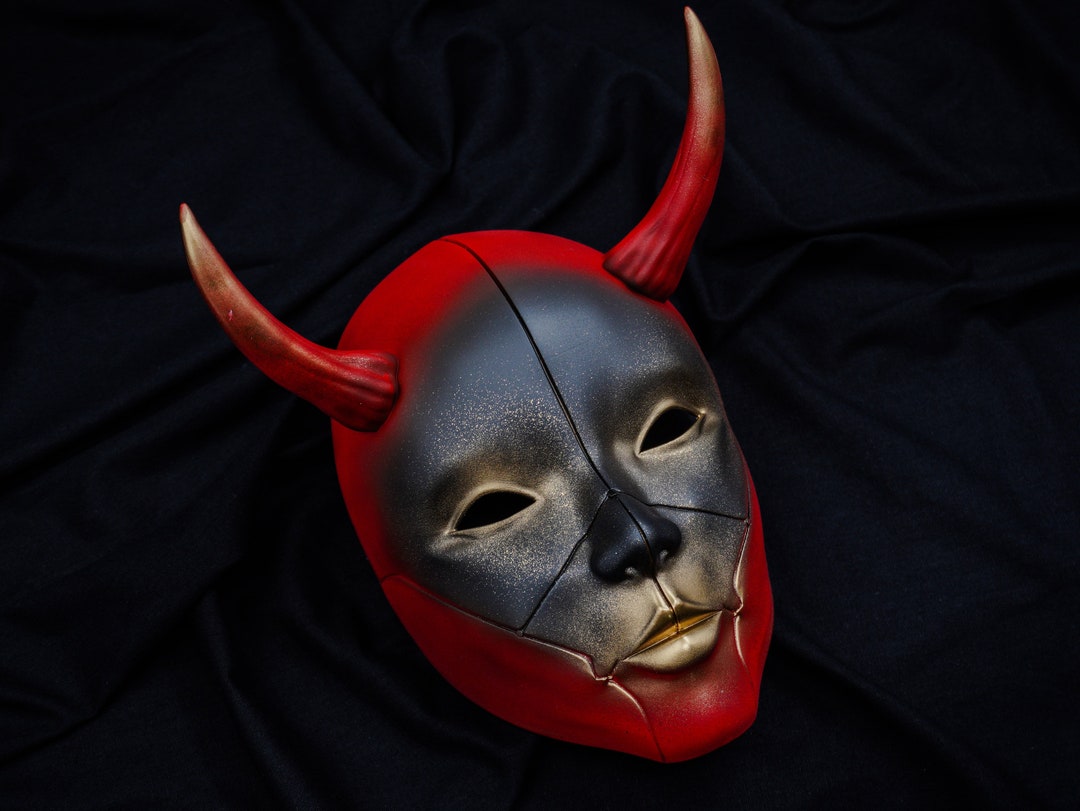 Geisha Mask, Cyberpunk, Hannya Mask, Japanese Mask, Hand Painted, Oni ...