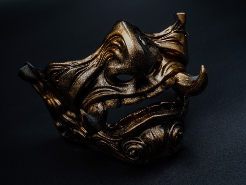 Samurai Golden Hannya Mask, Hannya Mask, Japanese Mask, Hand Painted ...
