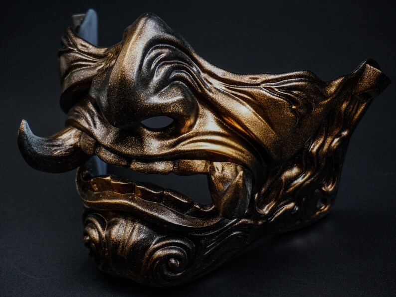 Samurai Golden Hannya Mask, Hannya Mask, Japanese Mask, Hand Painted ...