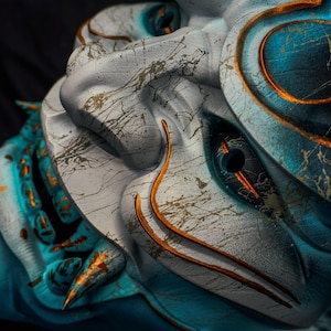 Golden Hannya Mask, Japanese Warior Mask, Hand Made, Gift for Him, Oni ...