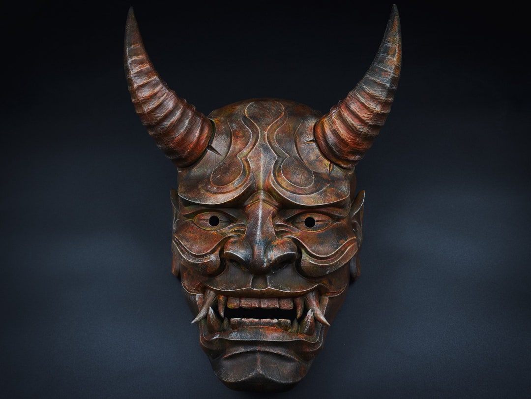 Dark Hannya Mask, Japanese Warior Mask, Hand Made, Gift for Him, Oni ...